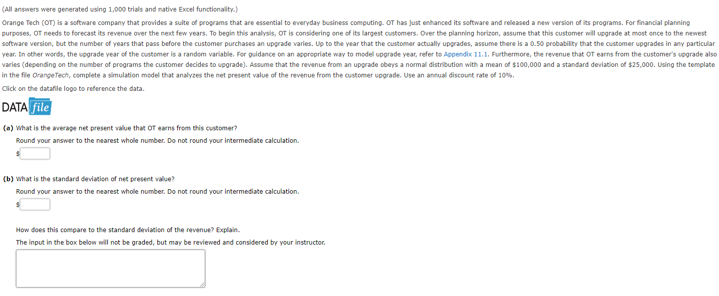 Solved (All answers were generated using 1,000 trials and | Chegg.com