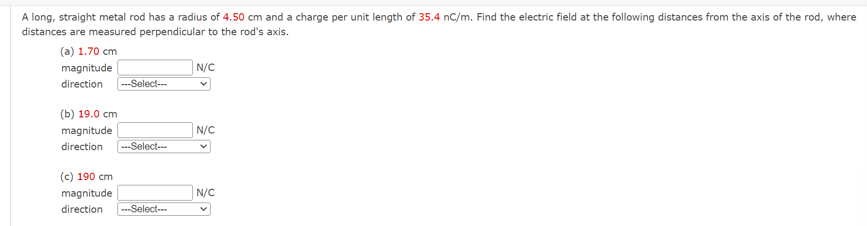 Solved A long, straight metal rod has a radius of 4.50 cm | Chegg.com