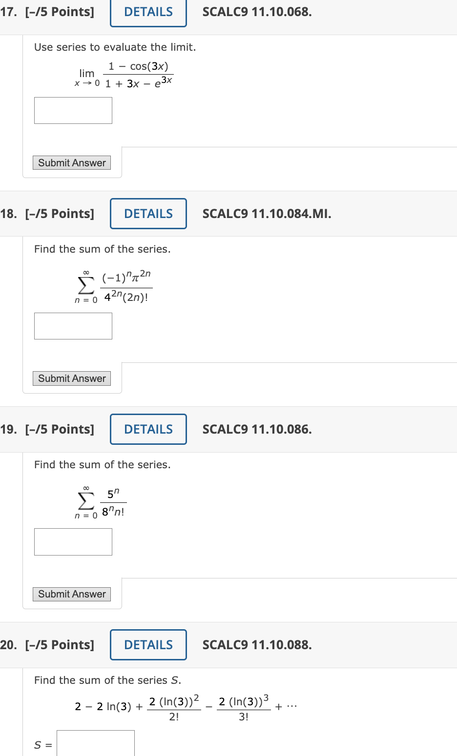 Solved Use series to evaluate the limit. | Chegg.com