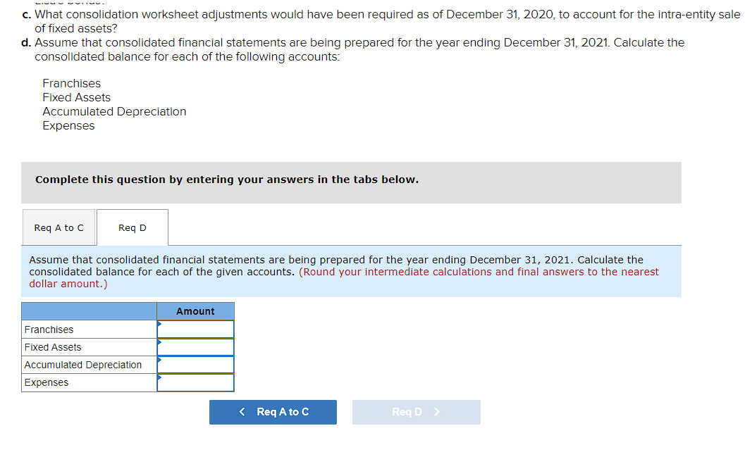 Solved c. What consolidation worksheet adjustments would | Chegg.com