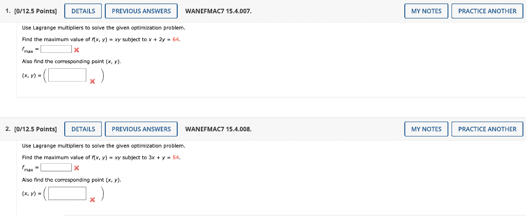 Solved 1. [0/12.5 Points) DETAILS PREVIOUS ANSWERS WANEFMAC7 | Chegg.com
