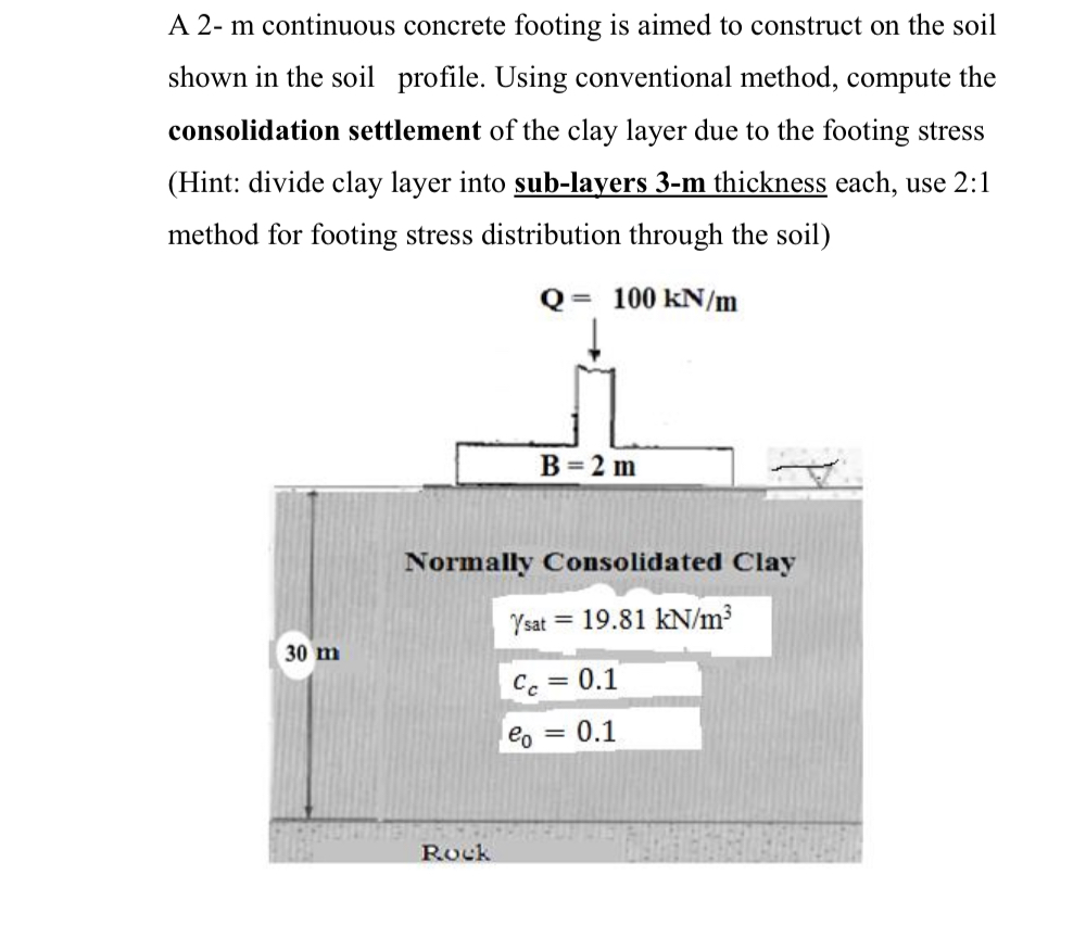 Solved A 2-m ﻿continuous concrete footing is ﻿aimed to | Chegg.com