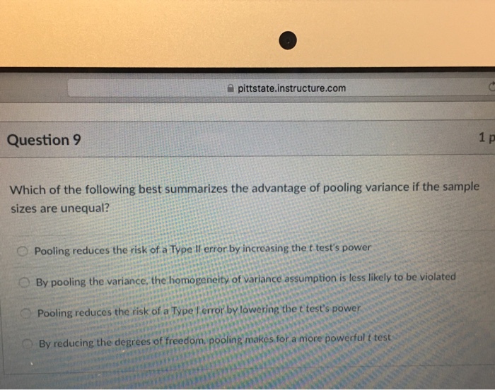 Solved 슬 pittstate.instructure.com Question 8 Two samples, | Chegg.com