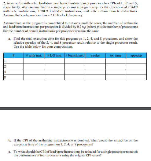 Solved Assume for arithmetic, load/store, ﻿and branch | Chegg.com