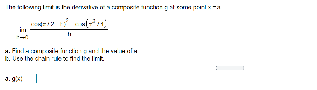 Solved The following limit is the derivative of a composite | Chegg.com