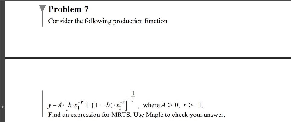 Problem 7 Consider the following production function | Chegg.com