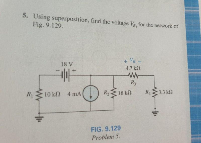 Solved 5. Using superposition, find the voltage Vr, for the | Chegg.com