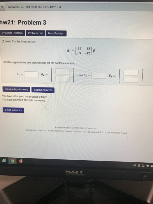 Solved webwork / 2018su math 260-419/ hw21 13 hw21: Problem | Chegg.com