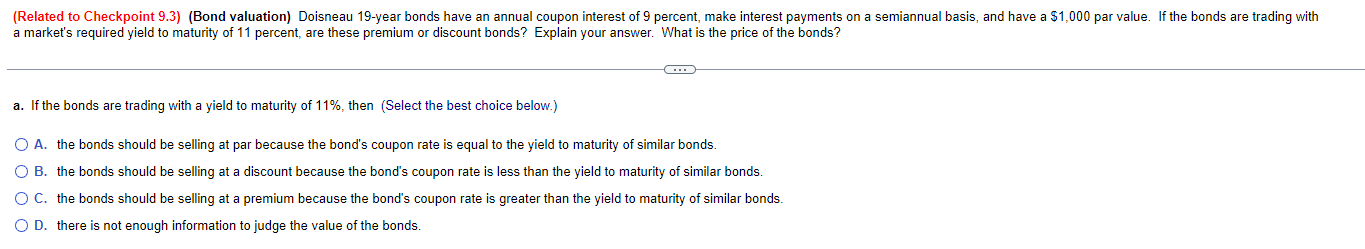 Solved a market's required yield to maturity of 11 percent, | Chegg.com