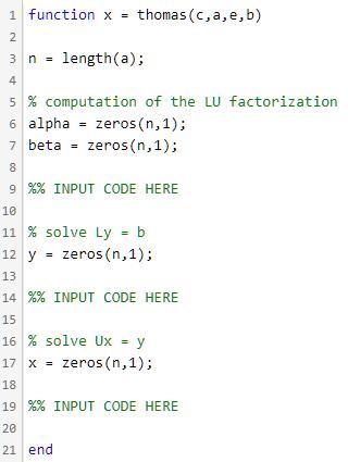 Solved Thomas algorithm (inversion of tri-diagonal matrices) | Chegg.com