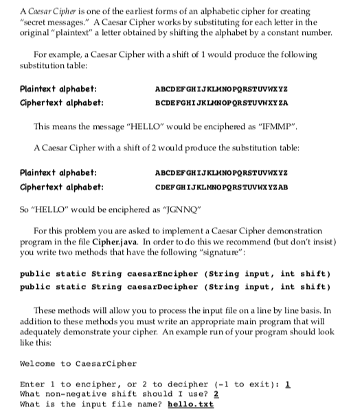 Solved A Caesar Cipher is one of the earliest forms of an | Chegg.com