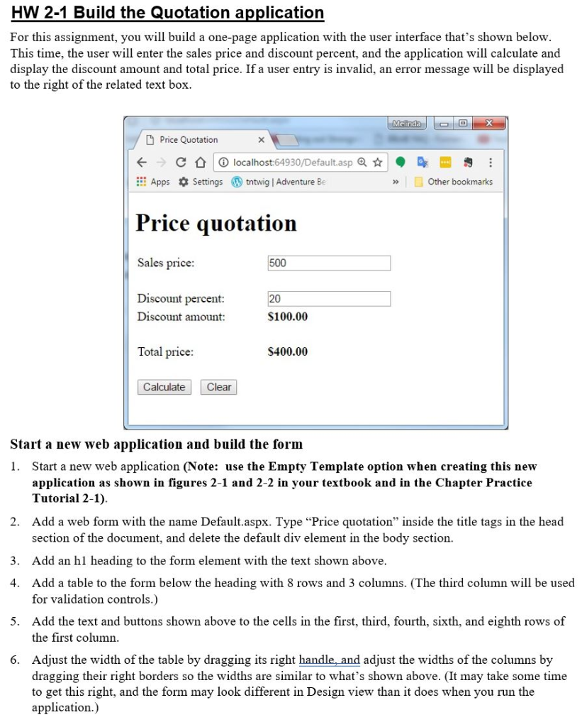 Solved HW 2-1 Build the Quotation application For this | Chegg.com