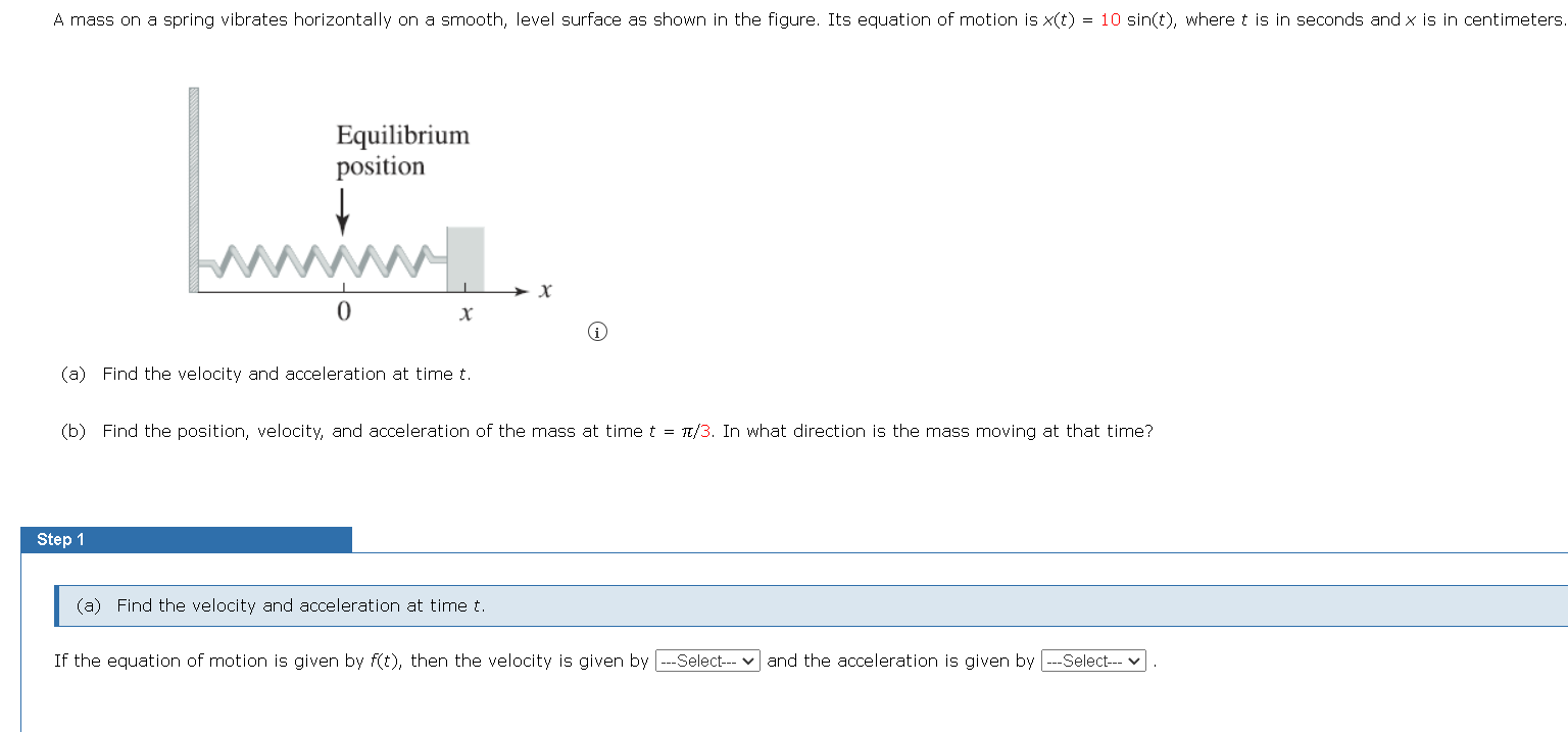 Solved A mass on a spring vibrates horizontally on a smooth, | Chegg.com