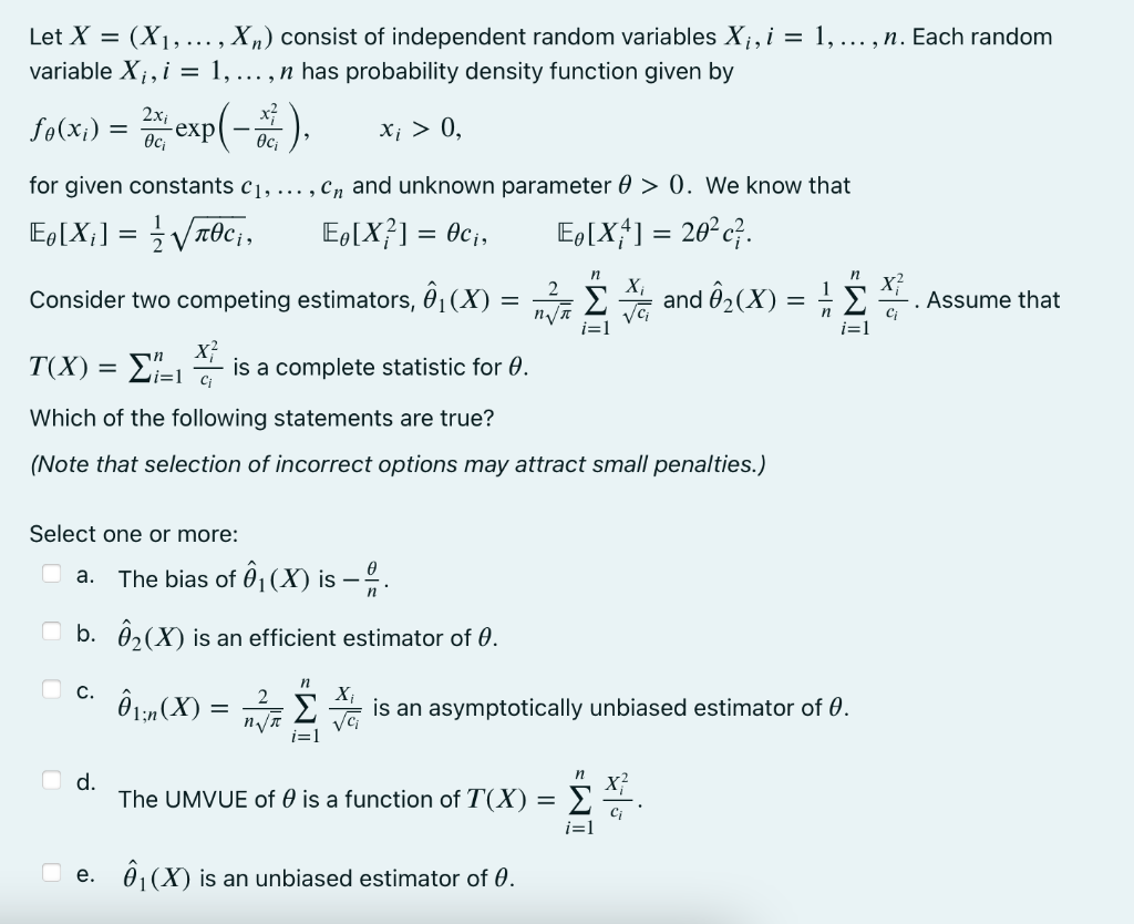 Solved Let X=(X1,…,Xn) consist of independent random | Chegg.com