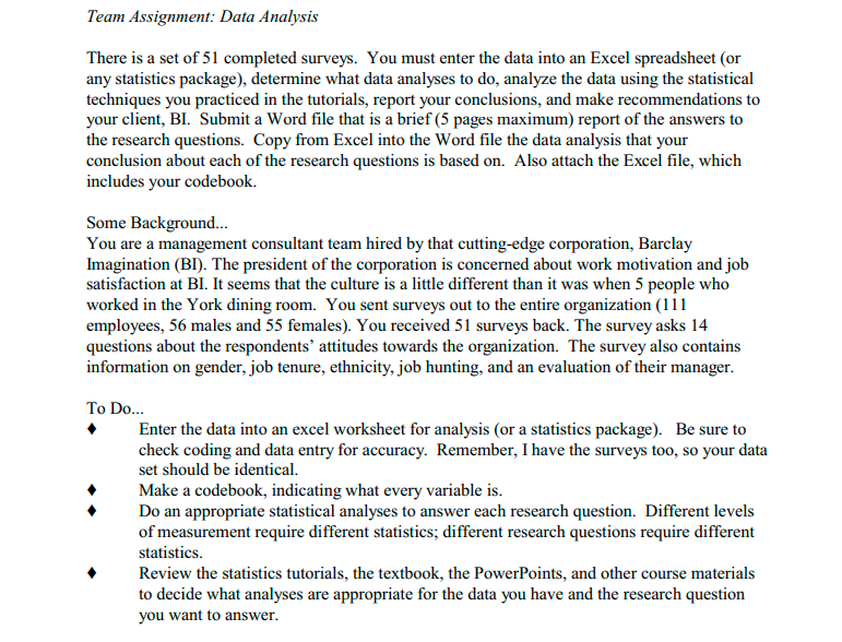 Solved Team Assignment: Data Analysis There is a set of 51 | Chegg.com