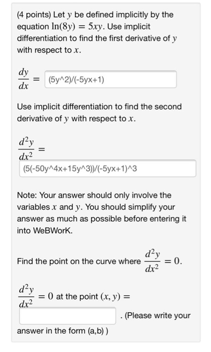 Solved 4 Points Let Y Be Defined Implicitly By The 