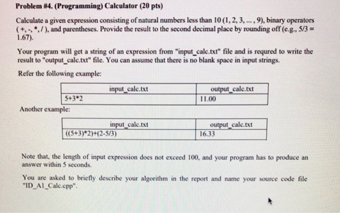 Solved Problem #4. (Programming) Calculator (20 pts) | Chegg.com