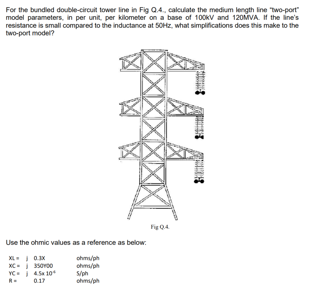 Solved For the bundled double-circuit tower line in Fig | Chegg.com
