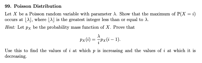 Solved 99. Poisson Distribution Let X be a Poisson random | Chegg.com