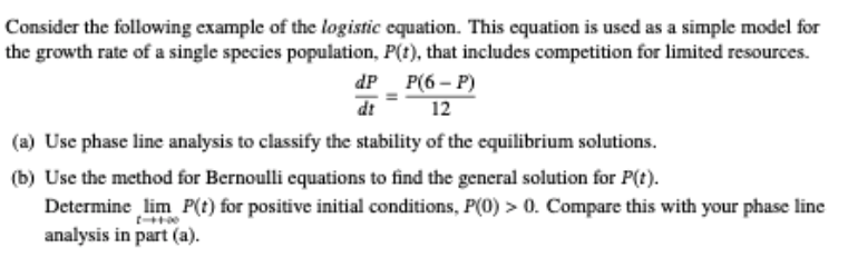 Solved Consider the following example of the logistic | Chegg.com