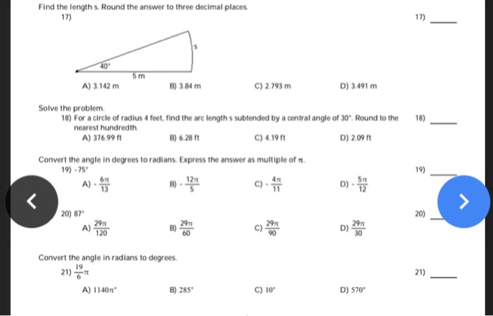 Solved Find the length s. Round the answer to three decimal | Chegg.com