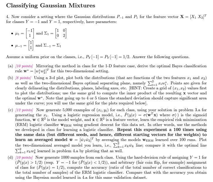 4. Now consider a setting where the Gaussian | Chegg.com