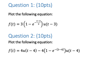Solved Plot the following equation: f(t)=3(1−e−3t−3)u(t−3) | Chegg.com