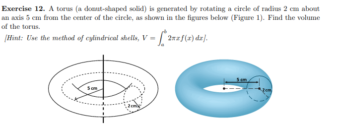 Solved Exercise 12. A torus (a donut-shaped solid) is | Chegg.com