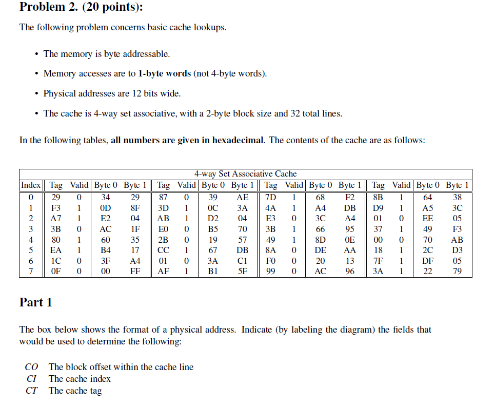 Solved Problem 2. (20 points): The following problem | Chegg.com
