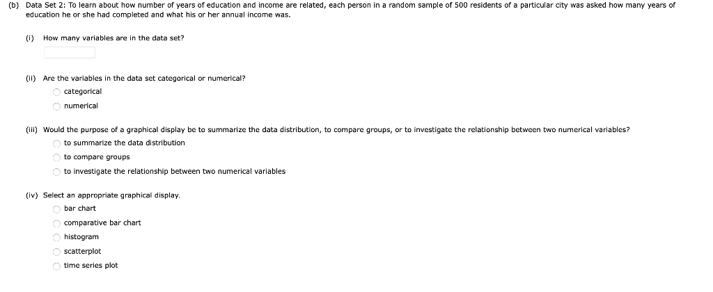 Solved For Each Of The Data Sets Described Answer The