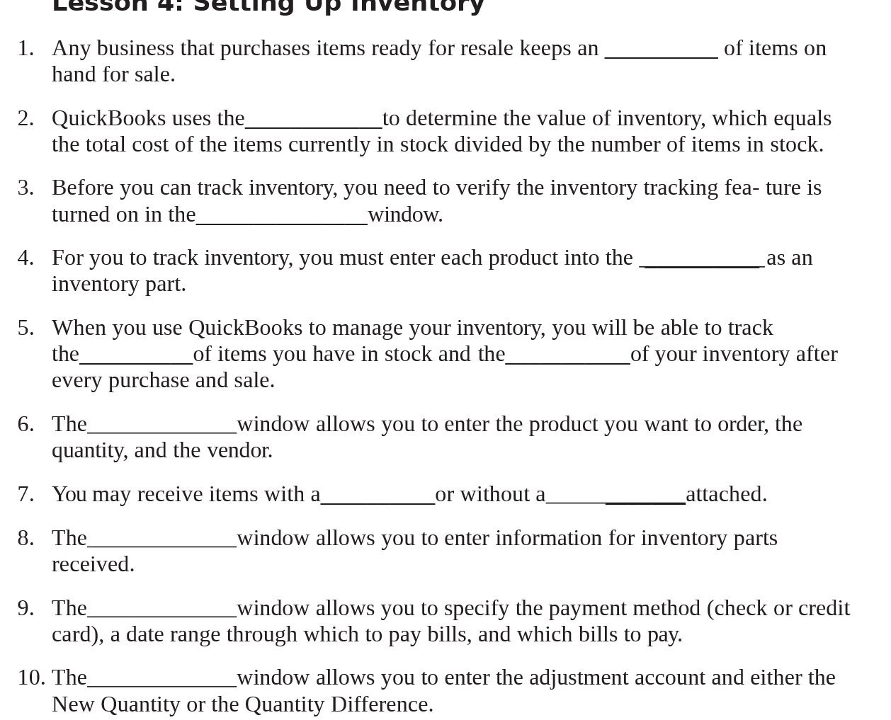 Solved Lesson 4: Selling Up Inventory of items on 1. Any | Chegg.com