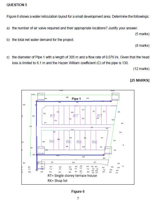 QUESTION 5 Figure 6 shows a water reticulation layout | Chegg.com