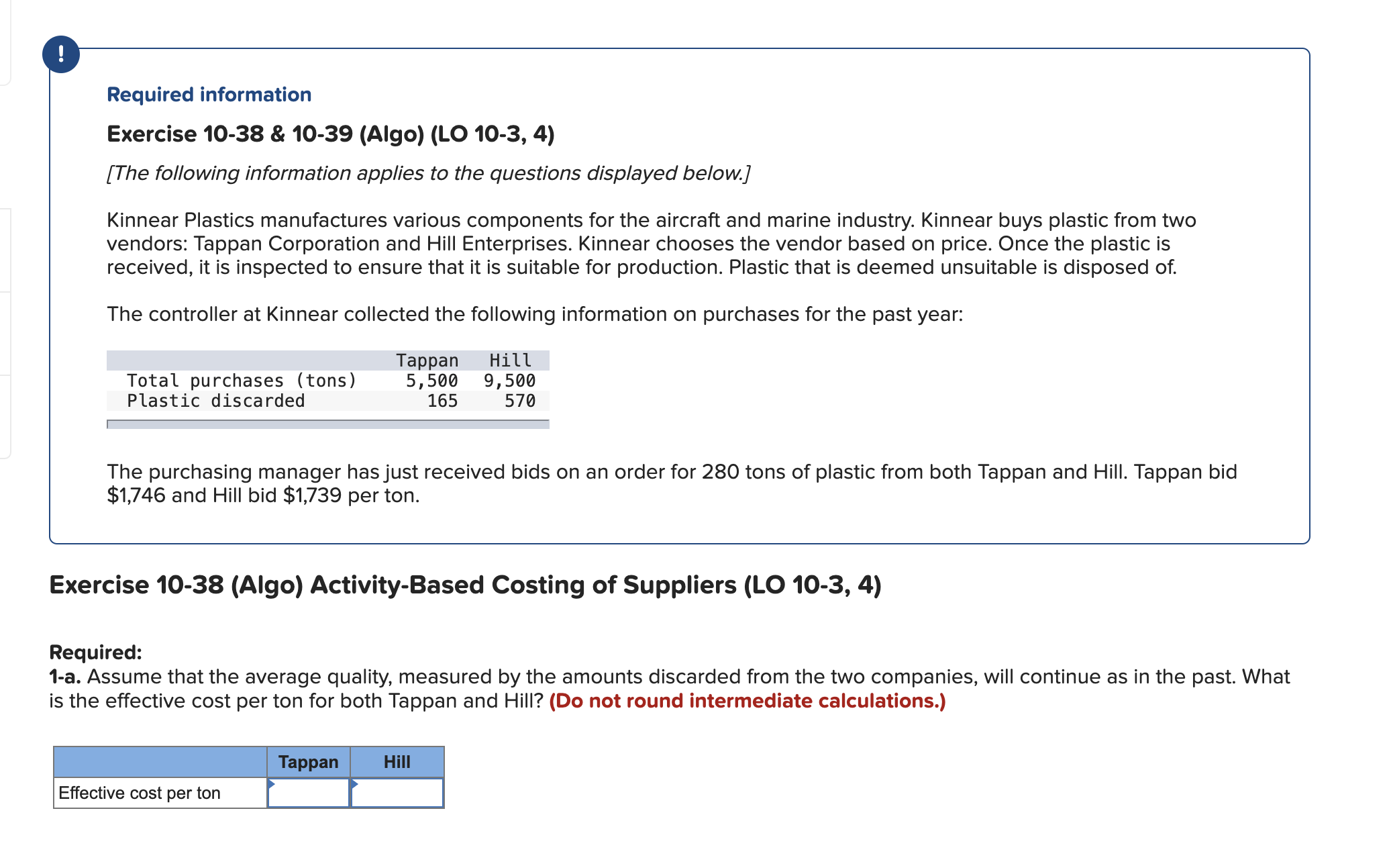 Solved Required information Exercise 10-38 \& 10-39 (Algo) | Chegg.com