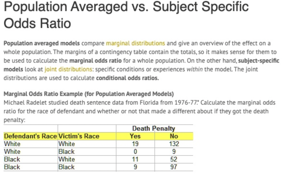 Solved Population Averaged vs. Subject Specific Odds Ratio | Chegg.com
