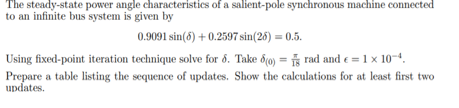 Solved The steady-state power angle characteristics of a | Chegg.com