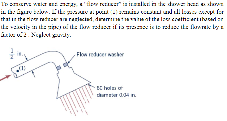 Solved To conserve water and energy, a “flow reducer" is | Chegg.com