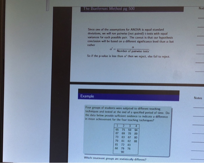 Solved use the bonferroni method for all comparisons and do | Chegg.com