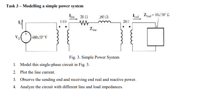 Solved Task 3 - Modelling a simple power system line 2011 | Chegg.com