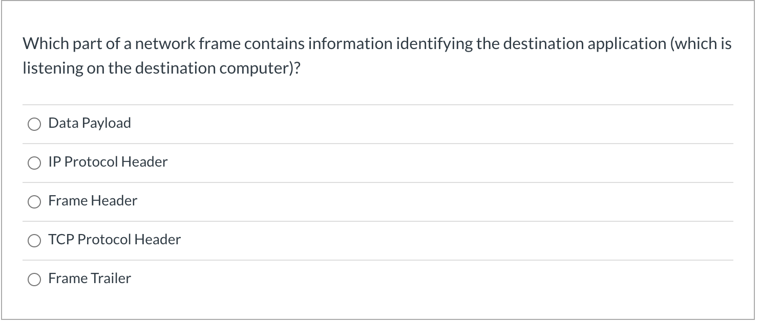 Solved Which part of a network frame contains information | Chegg.com