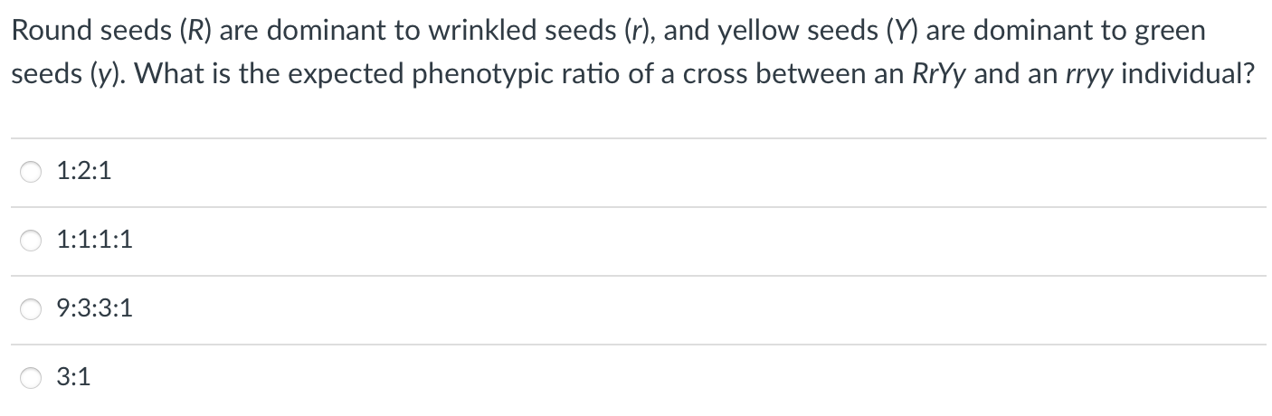 Solved Round seeds (R) are dominant to wrinkled seeds (r), | Chegg.com