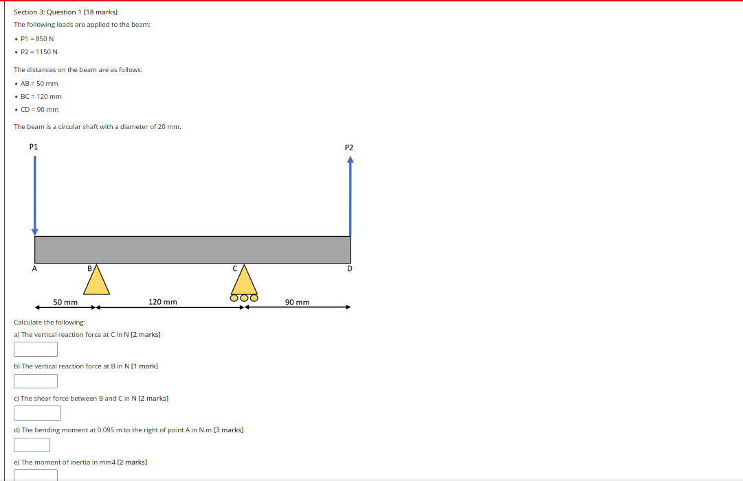 Solved Section 3: Question 1 [18 marks] The following loads | Chegg.com
