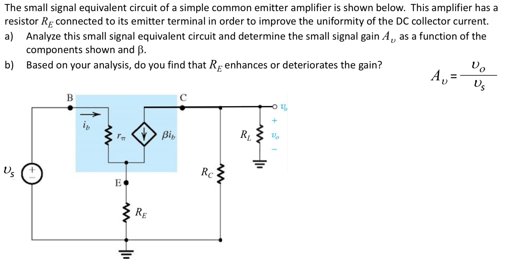 Solved The small signal equivalent circuit of a simple | Chegg.com