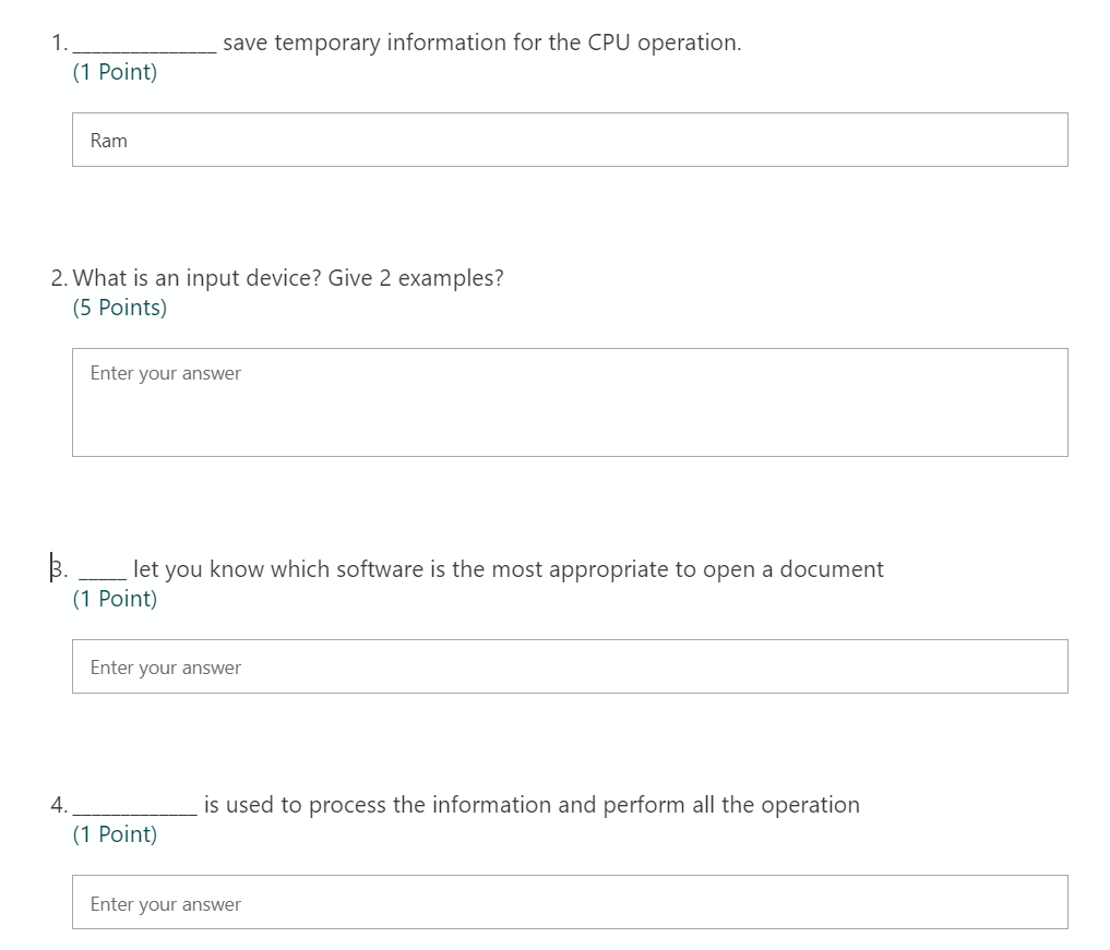 Solved 1. save temporary information for the CPU operation. | Chegg.com