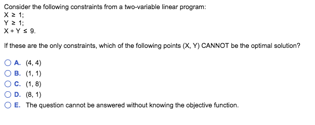 Solved Consider The Following Constraints From A