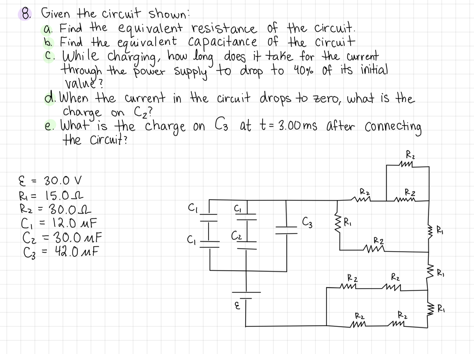 Solved 8. Given the circuit shown: a. Find the equivalent | Chegg.com