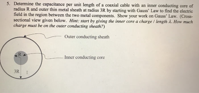 Solved 5. Determine the capacitance per unit length of a | Chegg.com