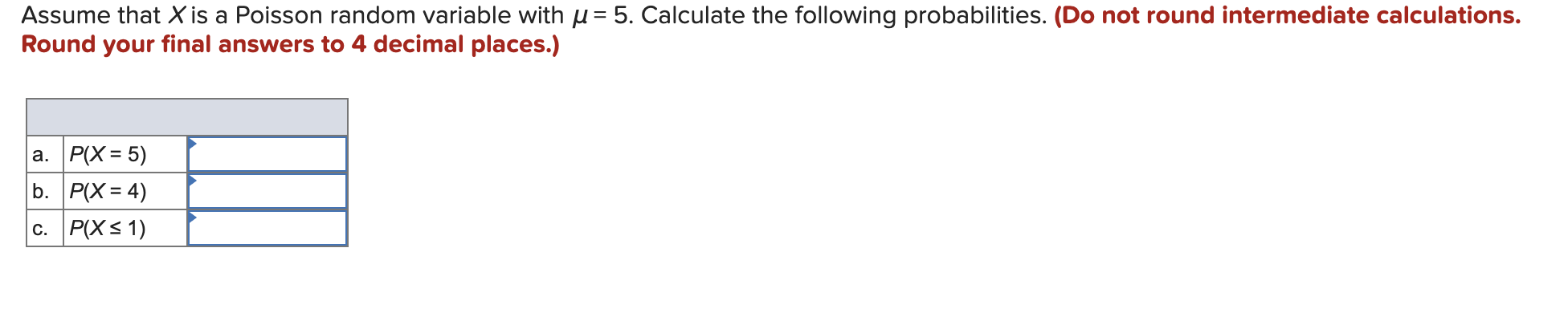 Solved Assume that X is a Poisson random variable with μ=5. | Chegg.com