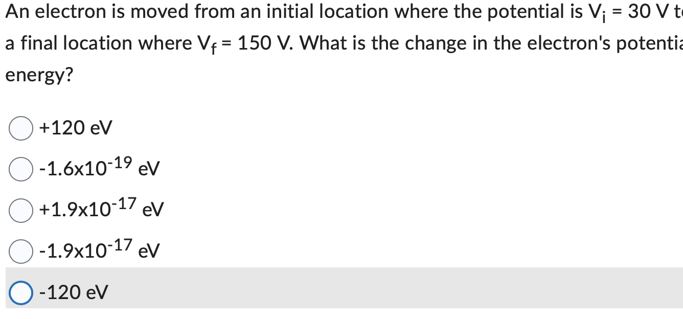 Solved An electron is moved from an initial location where | Chegg.com