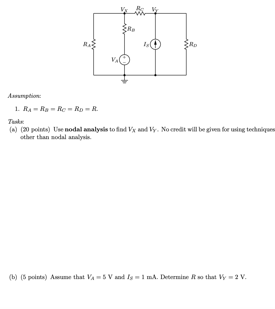 Solved RC RB RA Is() >RD VA Assumption: 1. RA = RB = Rc = Rp | Chegg.com