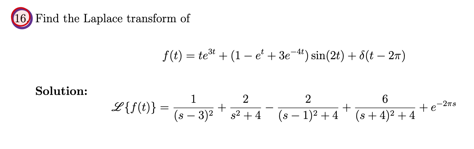 Solved (16.) Find the Laplace transform of | Chegg.com